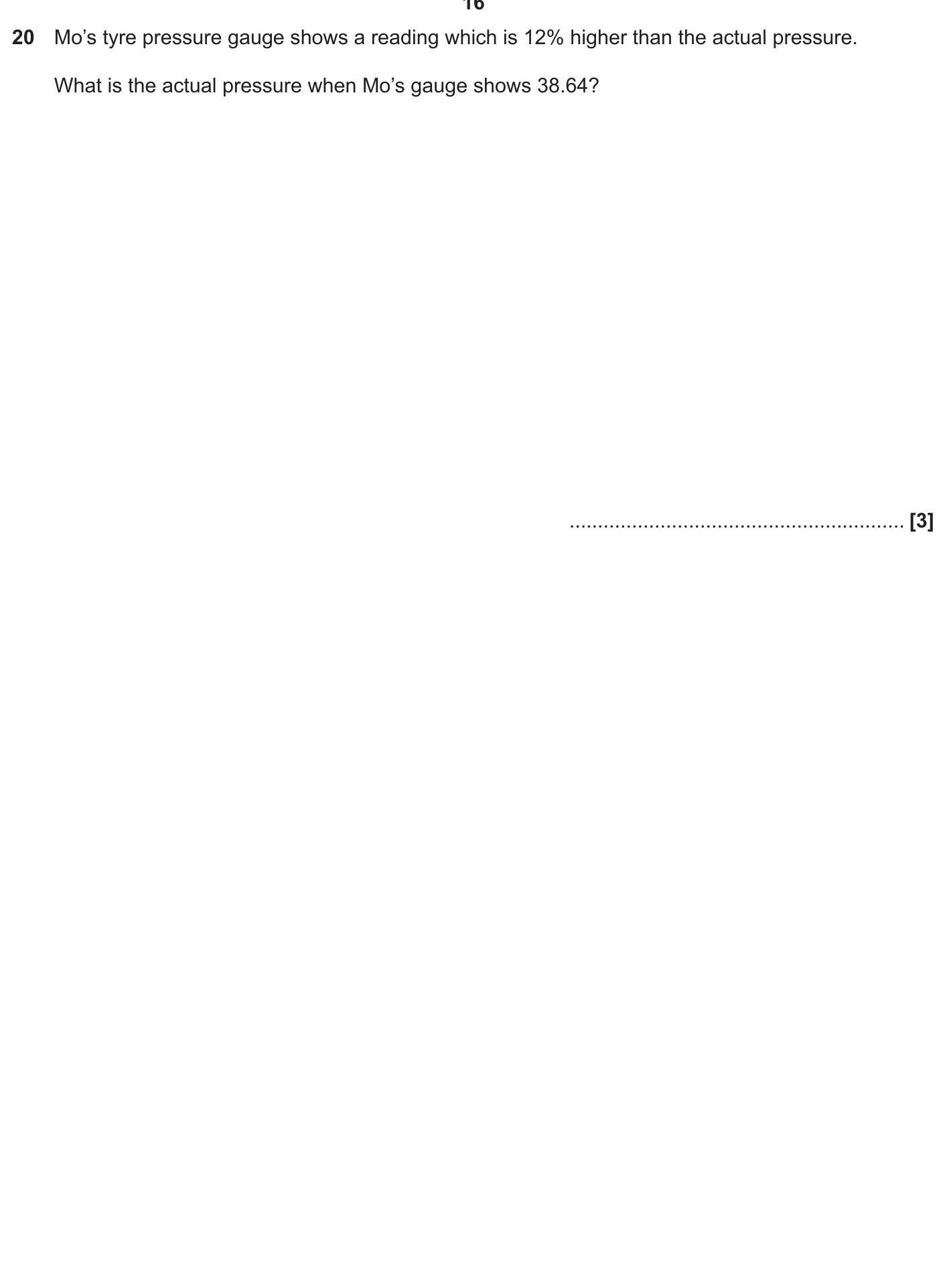 GCSE OCR Maths 3D trigonometry: Mo's tyre pressure gauge shows a