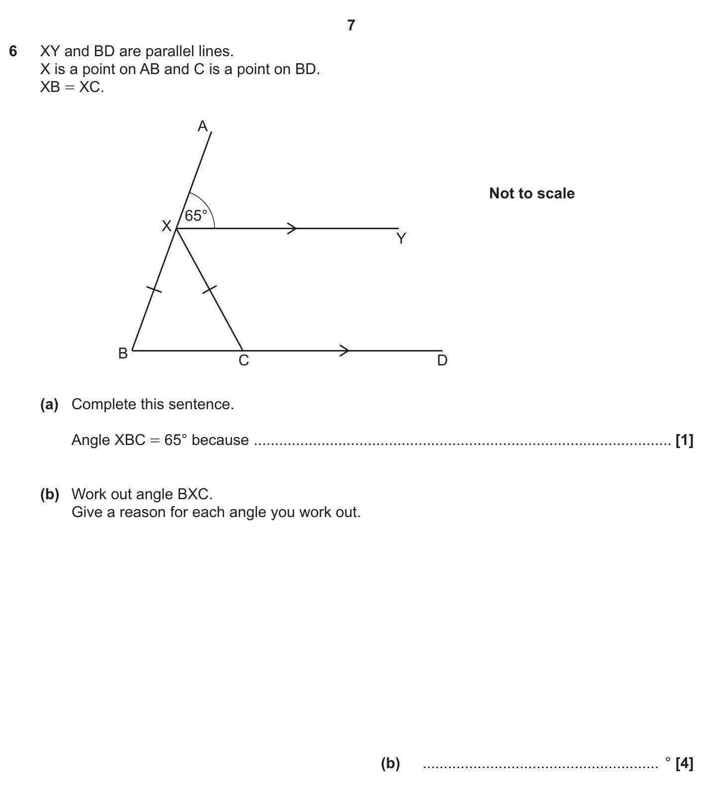 GCSE OCR Maths Angle Facts: XY and BD are parallel lines. X