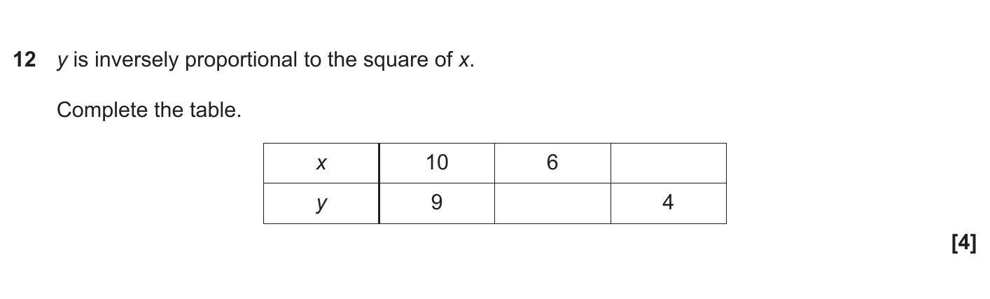 GCSE OCR Maths Proportion: y is inversely proportional to t