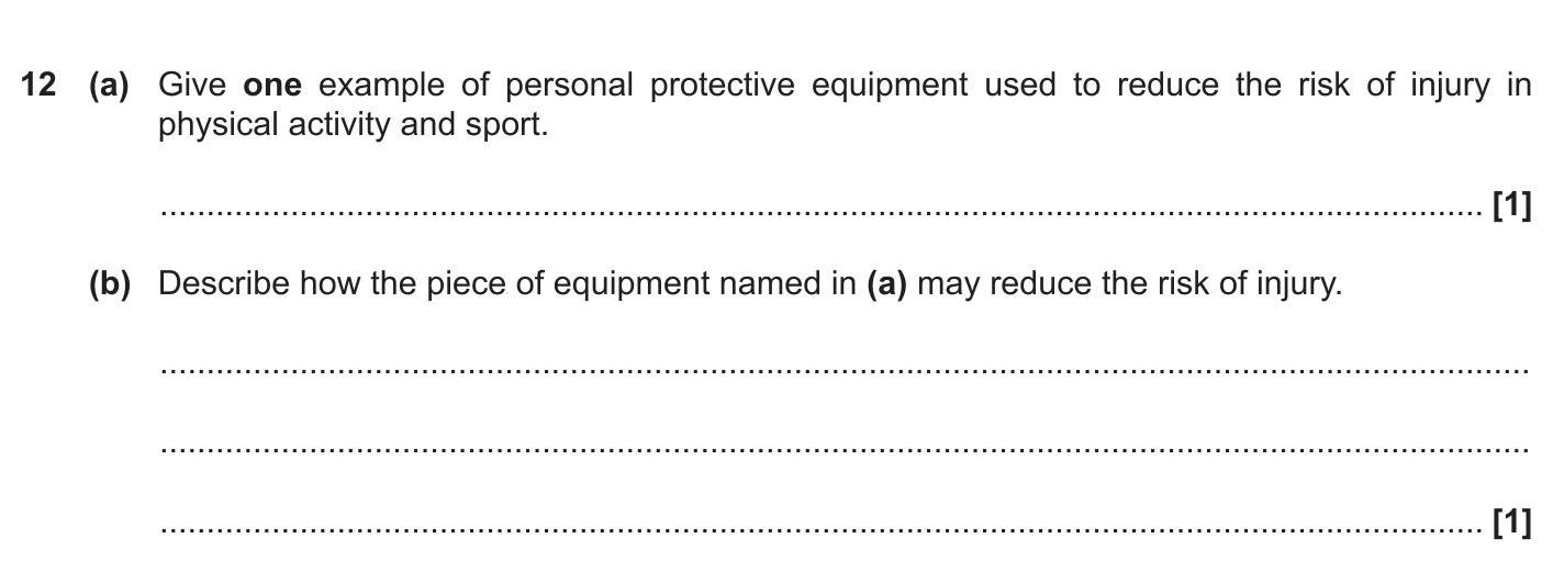 GCSE OCR Physical Education Physical Activity & Wellbeing: 12 (a) Give ...