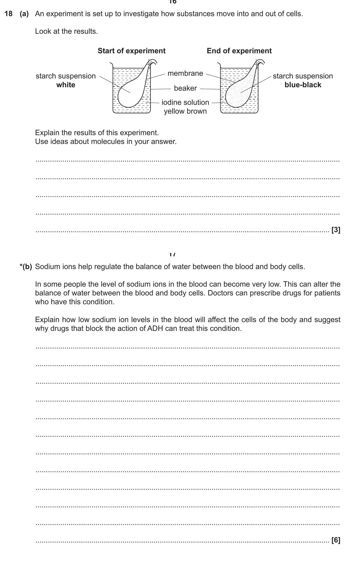GCSE OCR Gateway Biology 1.3 Transport in Cells: An experiment is set ...