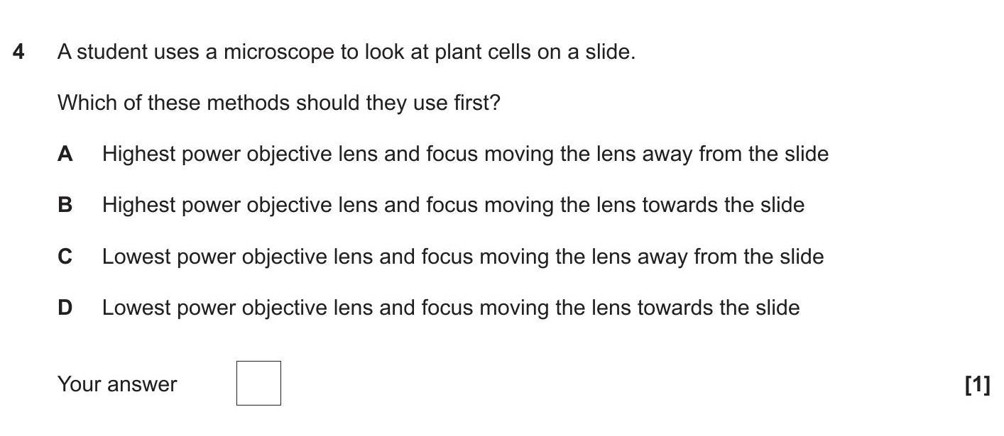 GCSE OCR Gateway Biology 1.1 Cell Structure: A student uses a ...