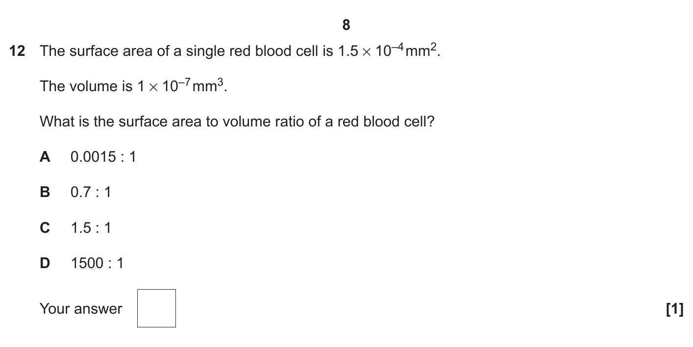 GCSE OCR Gateway Biology 1.3 Transport in Cells: The surface area of a ...