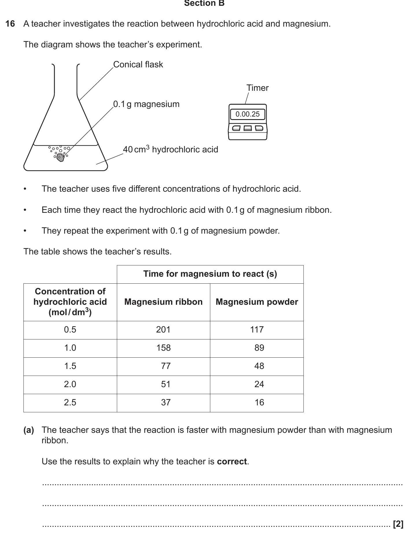 GCSE OCR Gateway Chemistry Rate of Reaction: A teacher investigates the ...