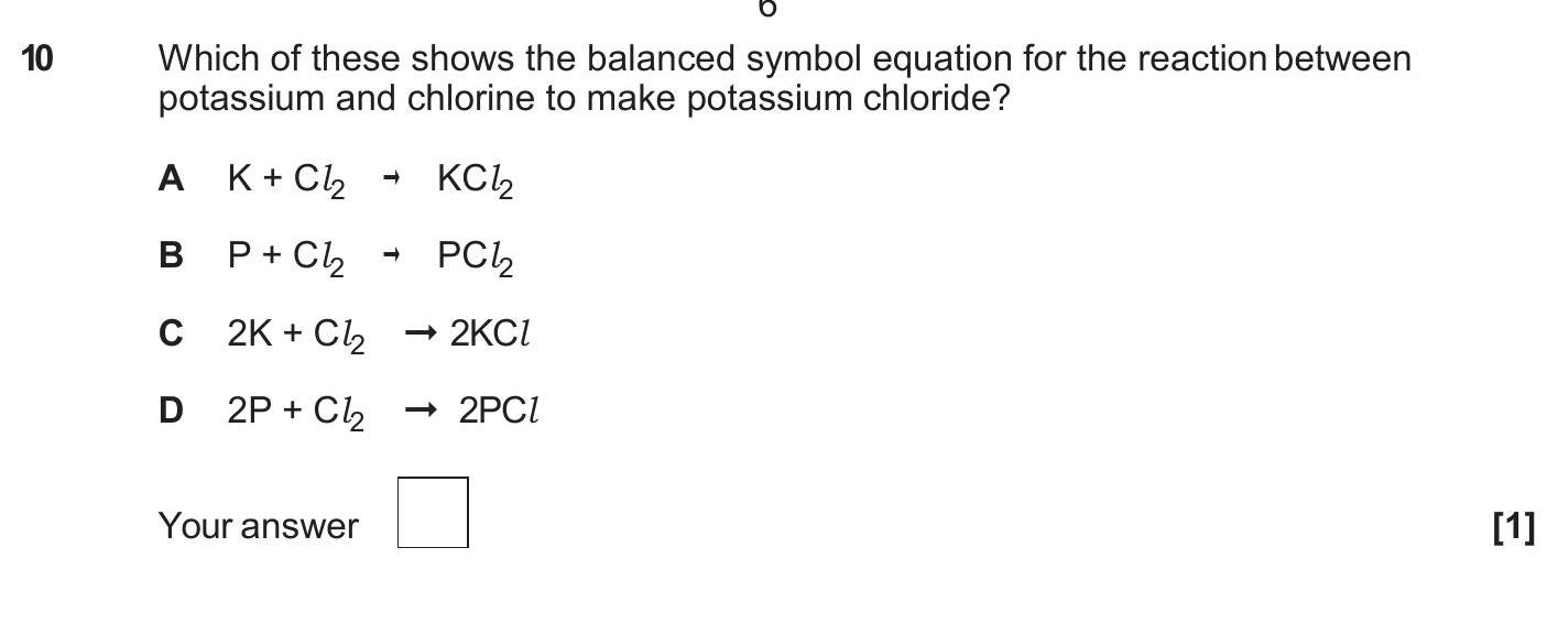 GCSE OCR Gateway Chemistry Reactions of Acids: Which of these shows the ...