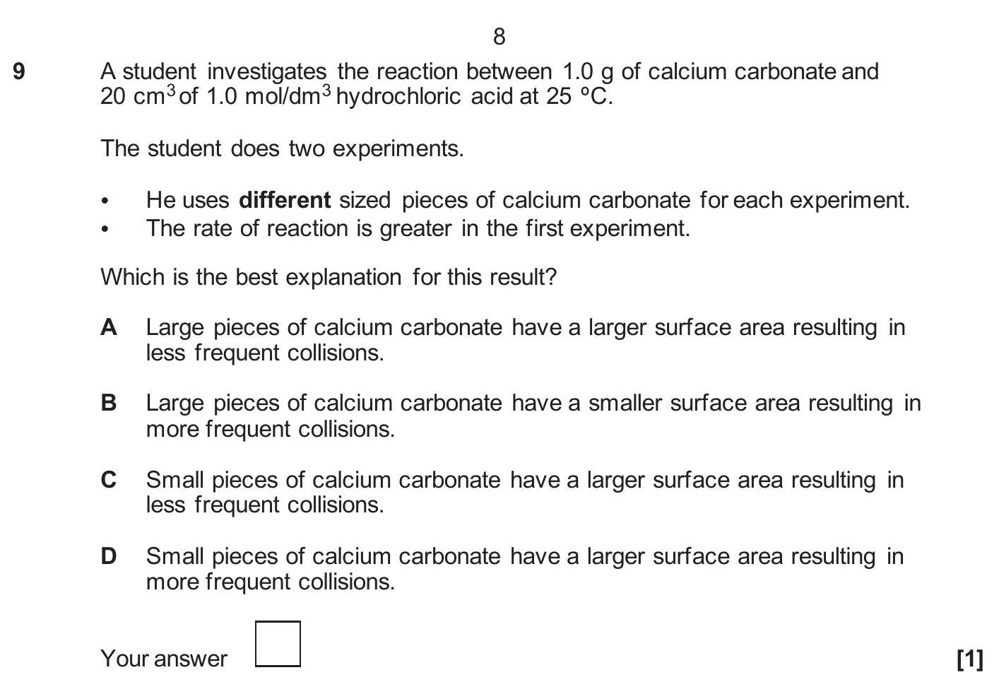 GCSE OCR Gateway Chemistry Rate of Reaction: A student investigates the ...
