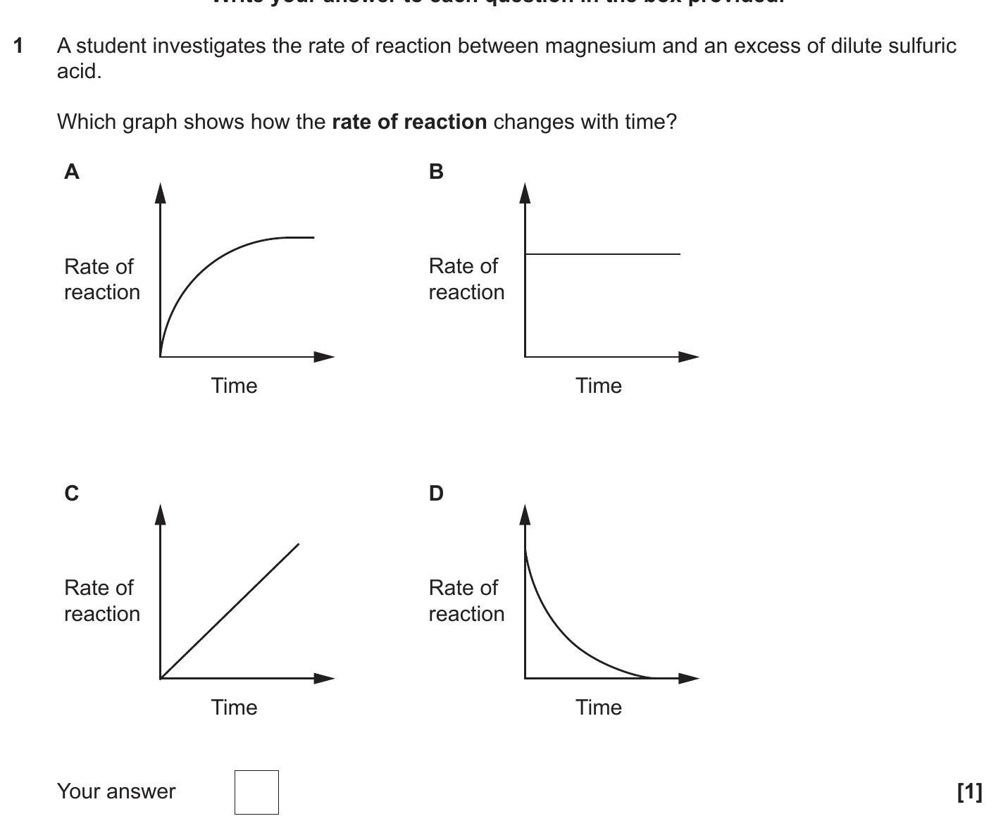 GCSE OCR Gateway Chemistry Combined Science Rate of Reaction: A student ...