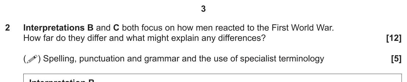 GCSE OCR Gateway History War: Interpretations B and C both foc