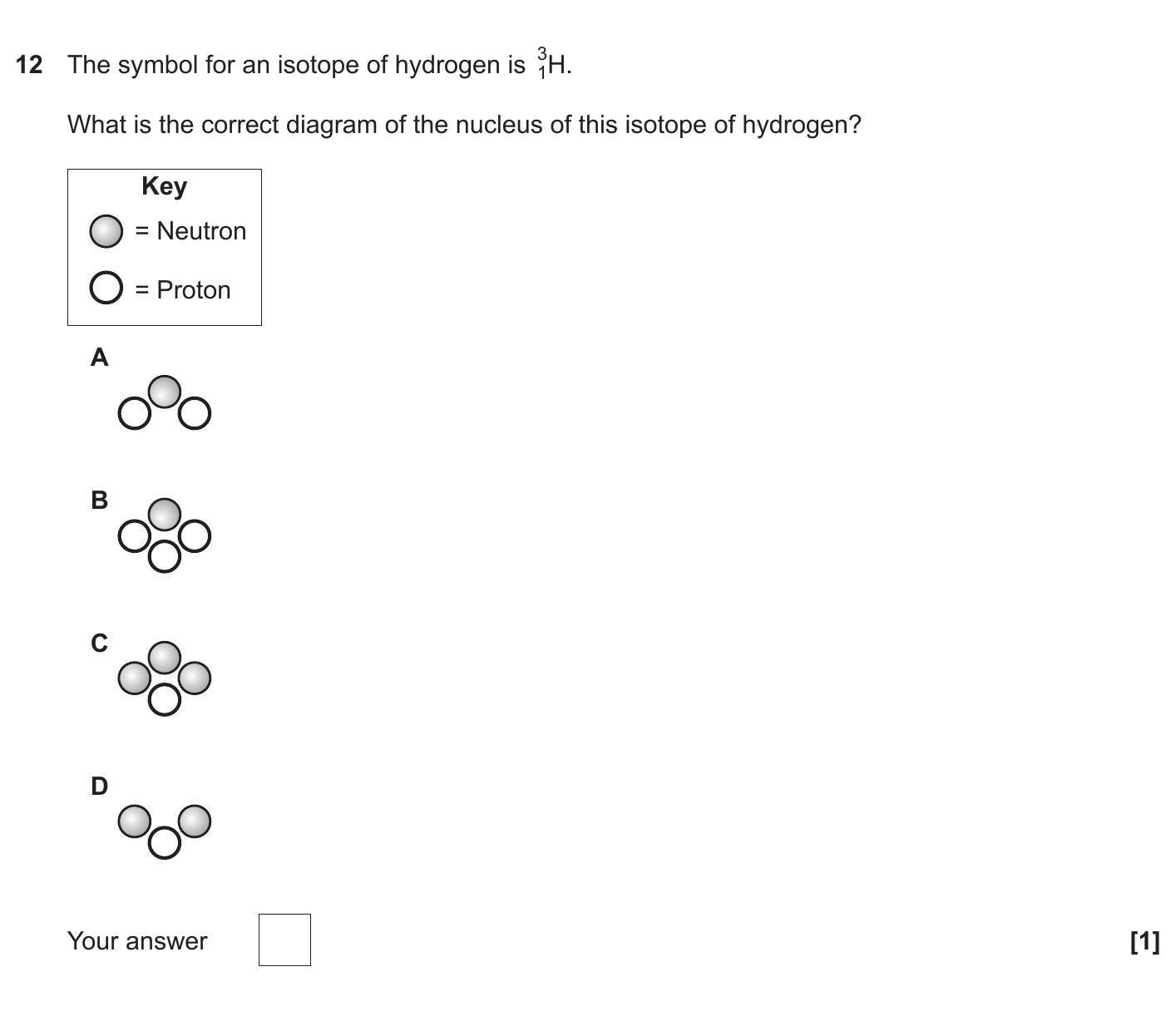 GCSE OCR Gateway Physics Atoms & Isotopes: The symbol for an isotope of hyd