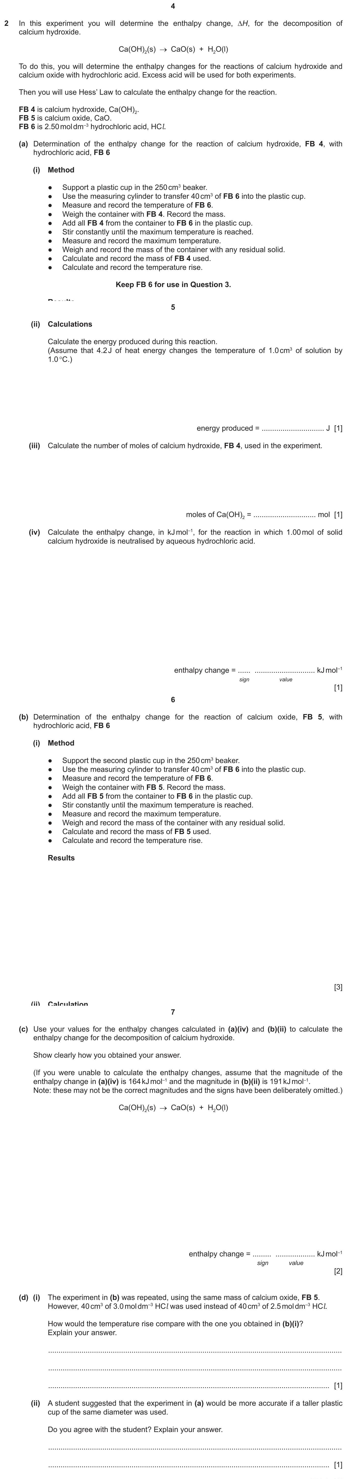 A-Level CIE Chemistry 1.6 Energetics: In this experiment you will dete
