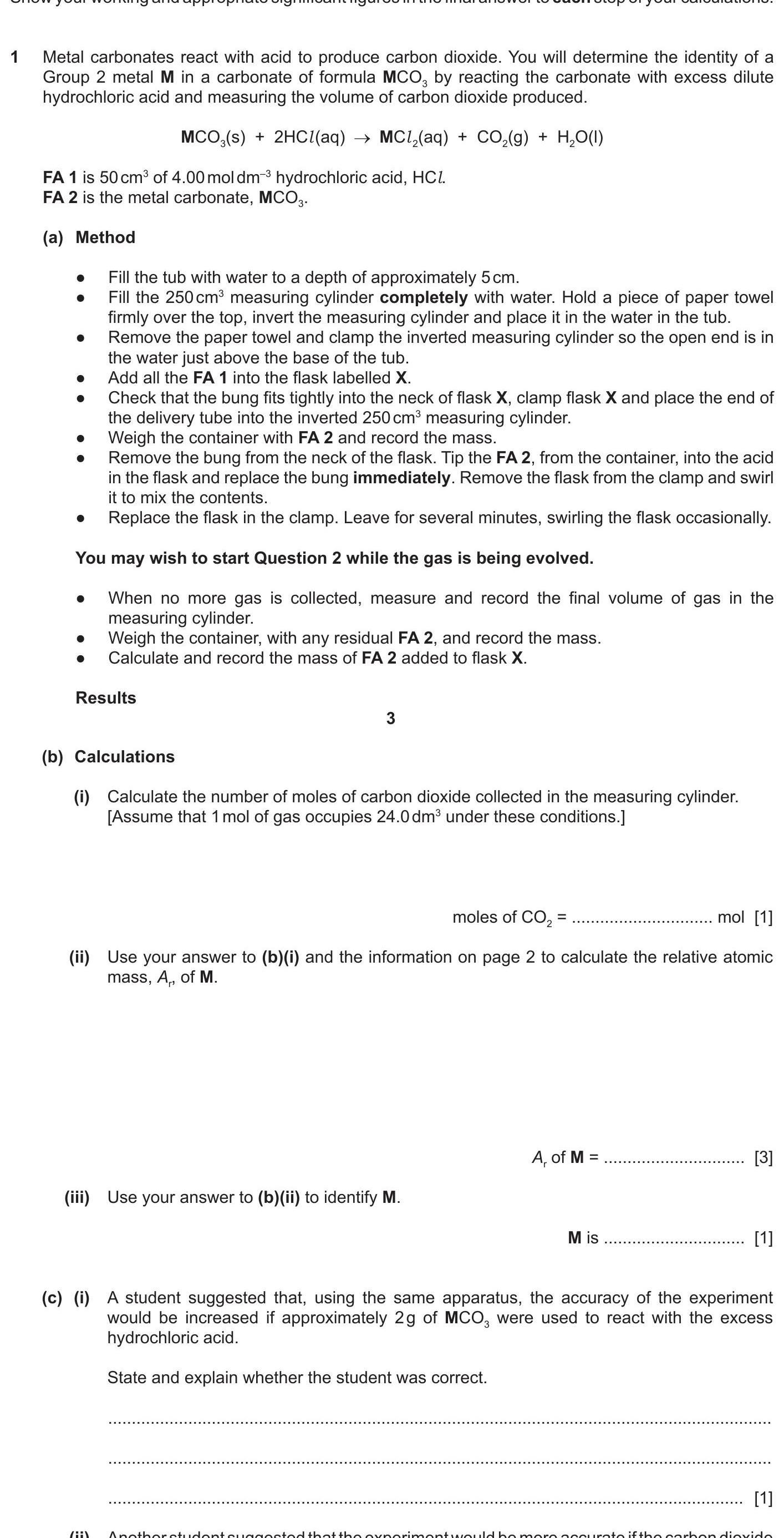 A-Level CIE Chemistry 1.1 Atomic Structure: 1 Metal carbonates react ...