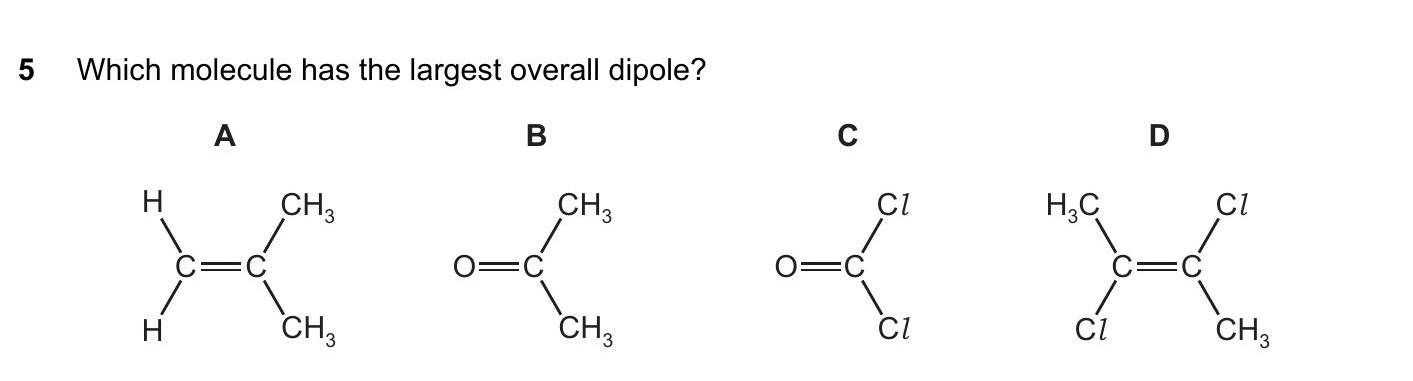A-Level CIE Chemistry 1.5 Molecules: Shapes & Forces: Which molecule ...