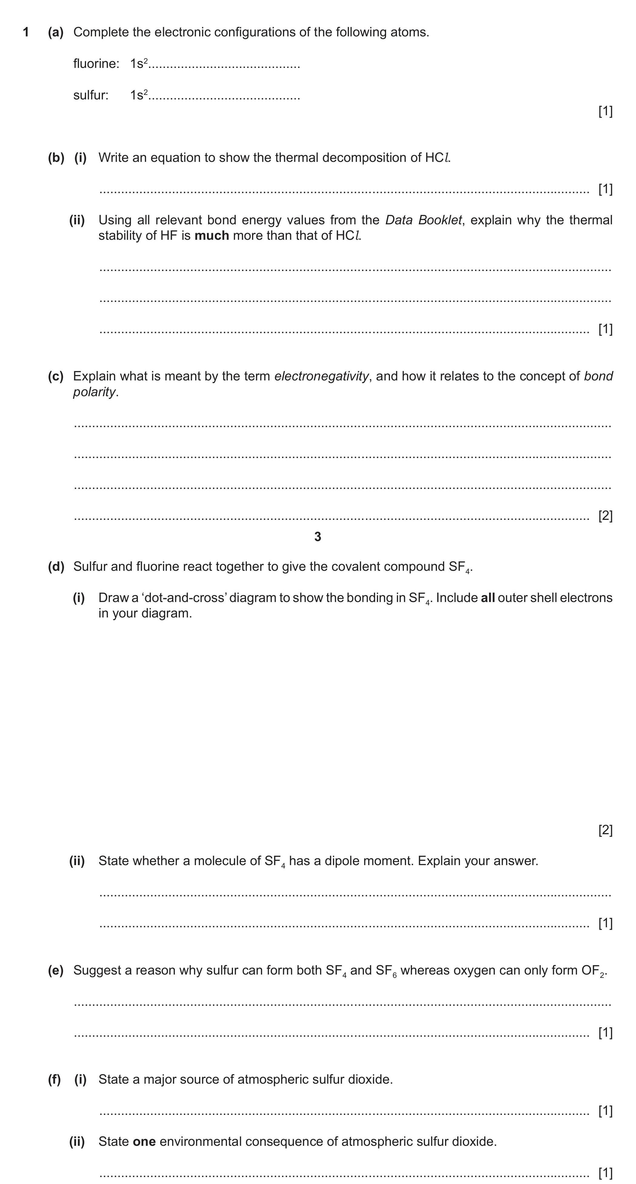 A-Level CIE Chemistry 1.5 Molecules: Shapes & Forces: Complete the ...