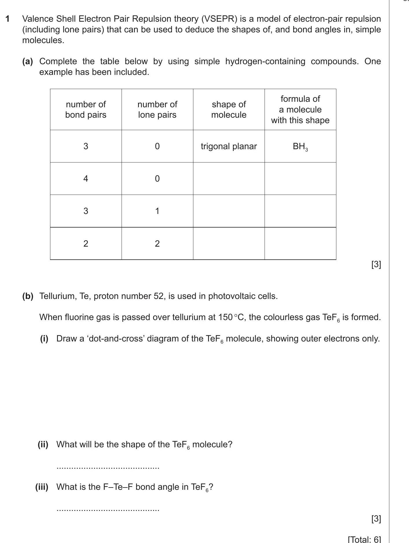 A-Level CIE Chemistry 1.5 Molecules: Shapes & Forces: Valence Shell ...