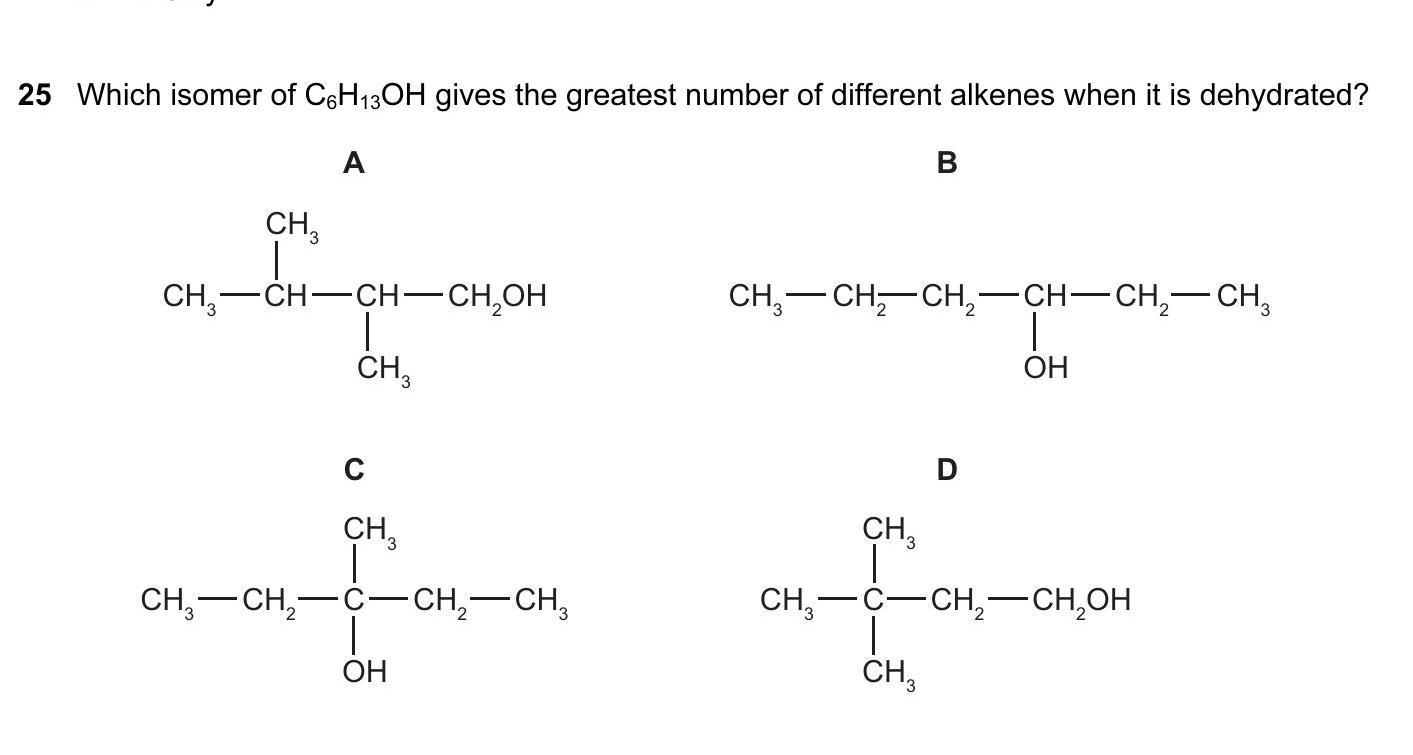 A-Level CIE Chemistry 3.4 Alkenes: Which isomer of C4H10O gives the