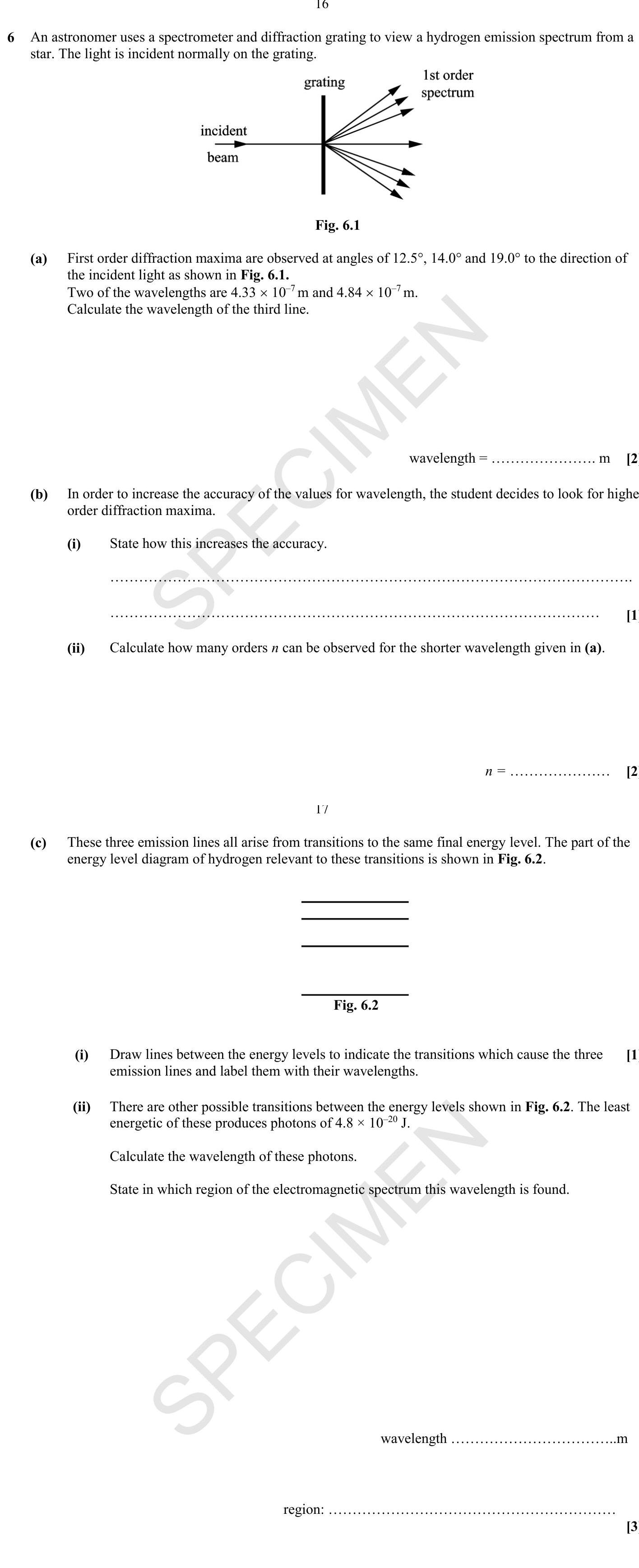 A-Level OCR Physics 3.2 Refraction, diffraction and interference: An astronomer uses a spectromete
