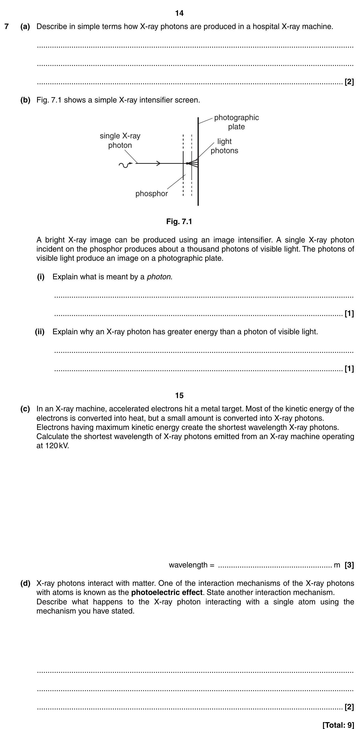 A-Level OCR Physics A 10.5 X-ray Imaging: 7 (a) Describe in simple terms h