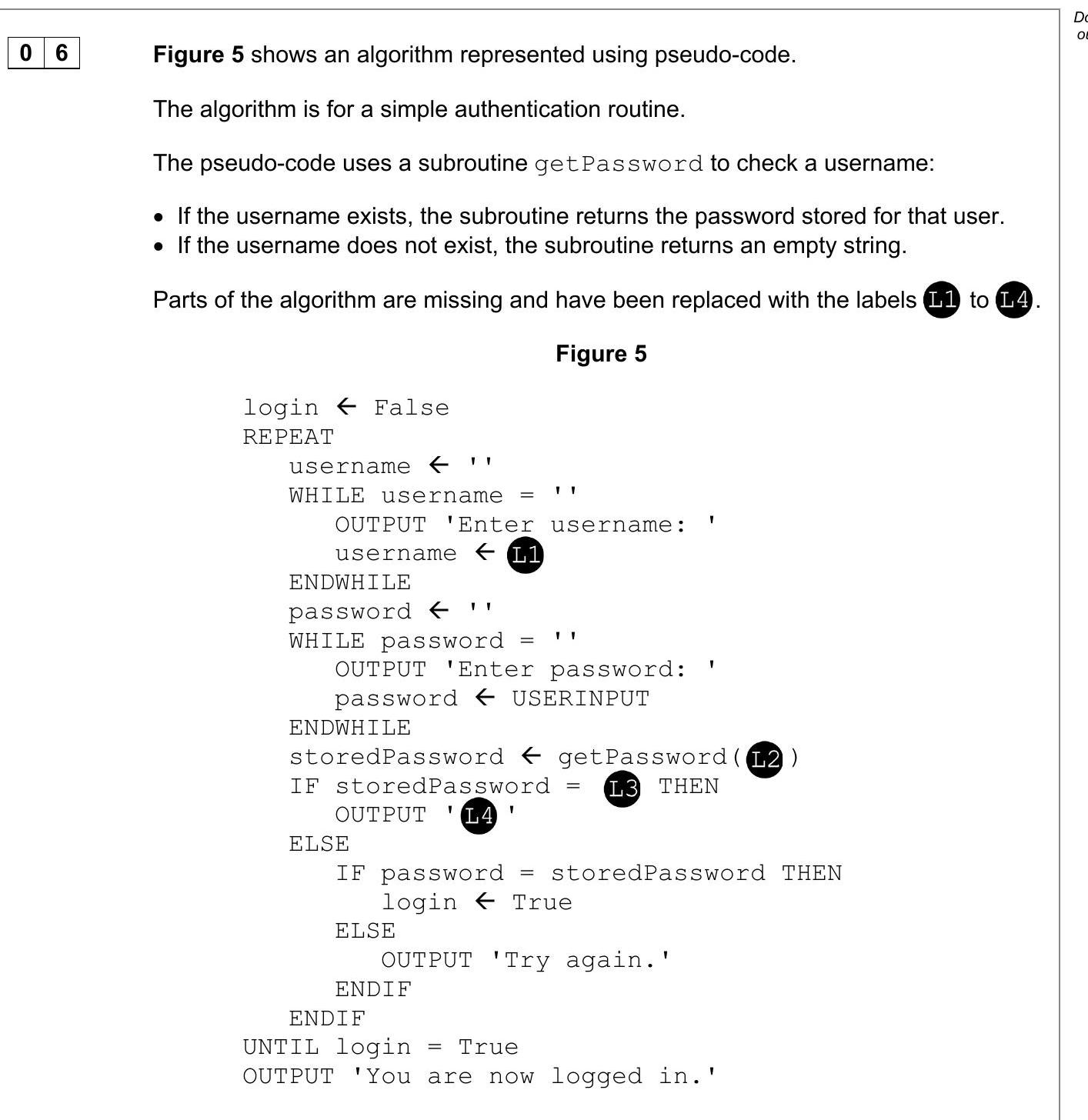 GCSE AQA Computer Science OCR Exam Reference Language: Figure 5 shows ...